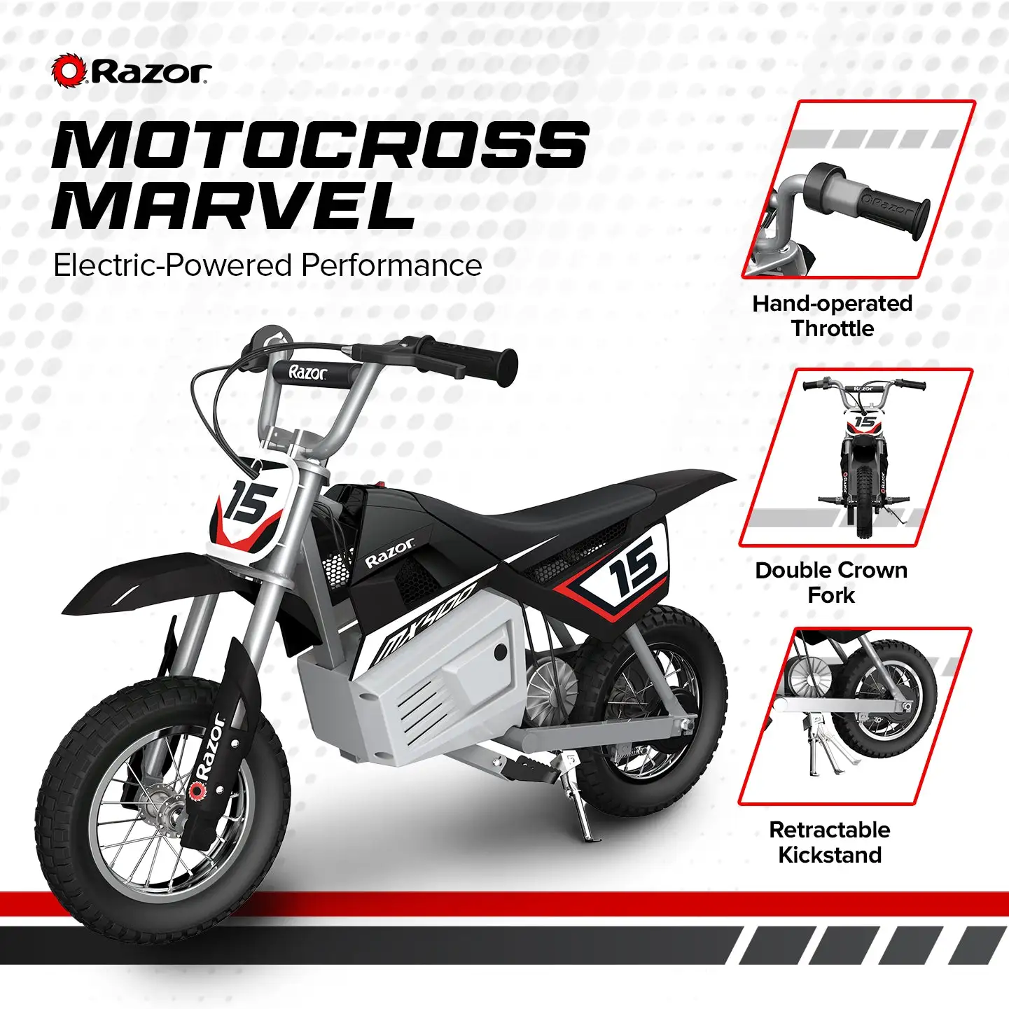 Razor MX400 Dirt Rocket 24V Electric Toy Motocross Motorcycle Dirt Bike ...