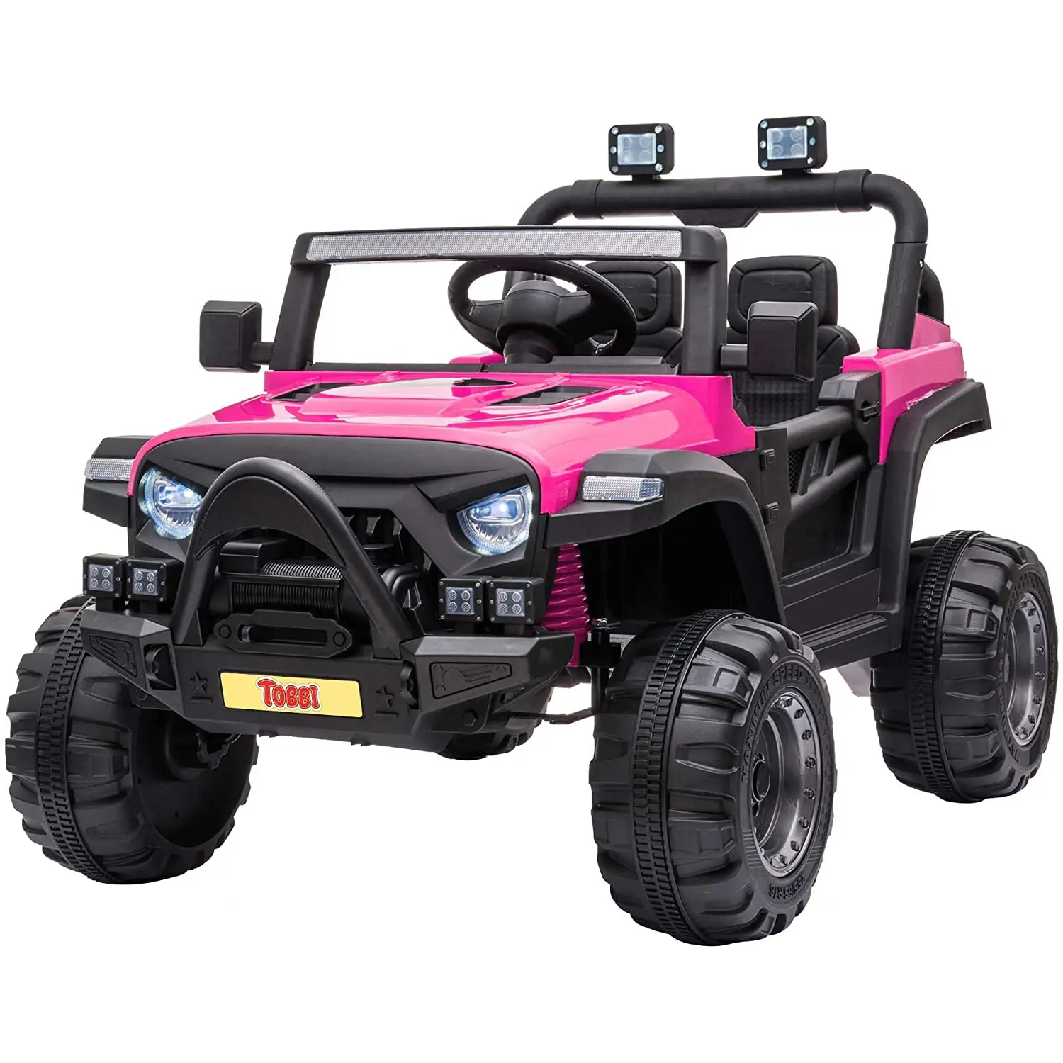 TOBBI 12 Volt Electric Remote Control Kids Toy Ride On Truck, Rose Red ...