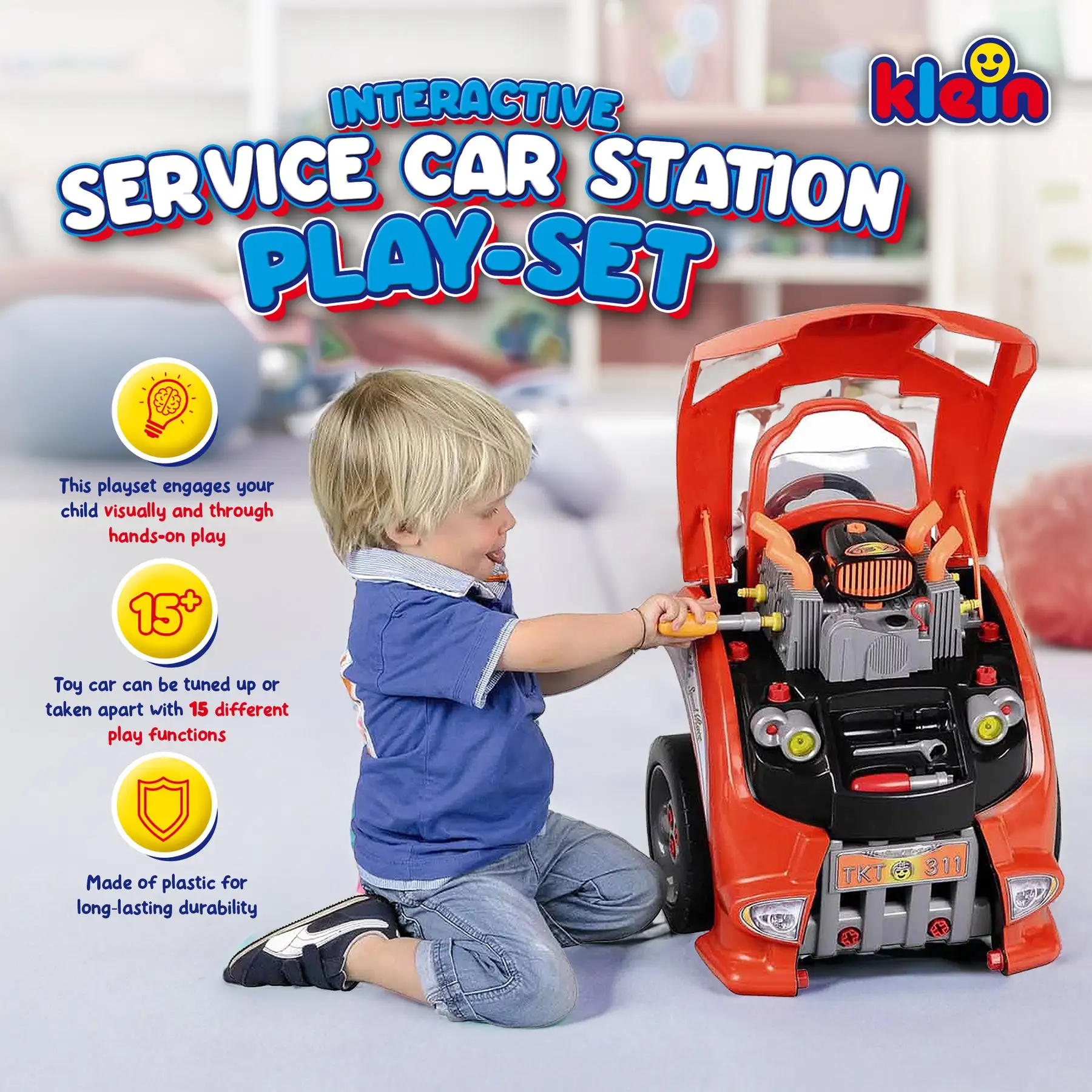 Theo Klein Interactive Toy Car and Engine Service Station Play Set (For ...