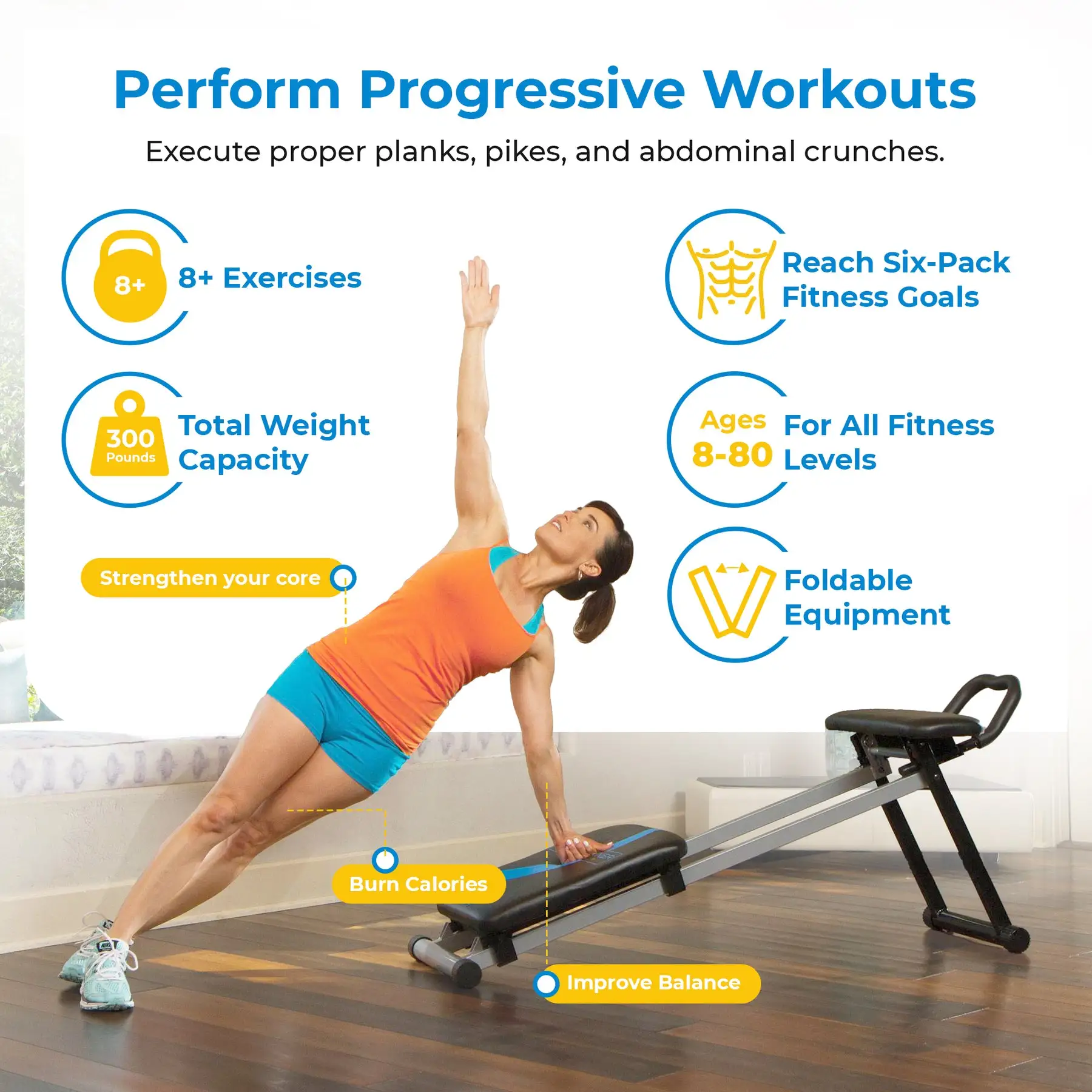 Total Gym Fitness Dynamic Plank Core & Abdominal Trainer Blast Workout ...